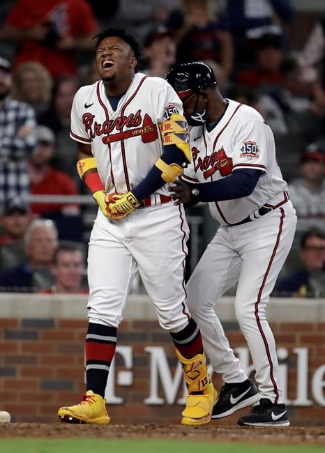 Braves’ Acuña hit by pitch from Phils’ Coonrod, leaves game – Brandon Sun