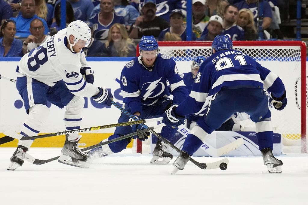 Maple Leafs forward Sam Lafferty handed fine for cross-checking ...