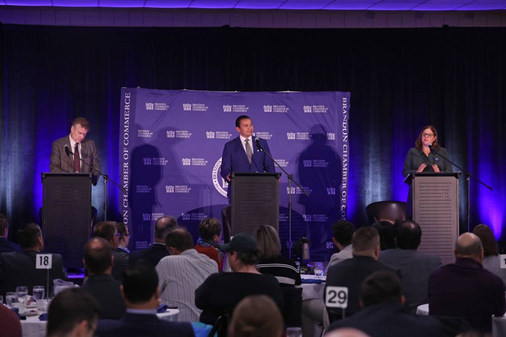 Leaders spar at Chamber debate – Brandon Sun