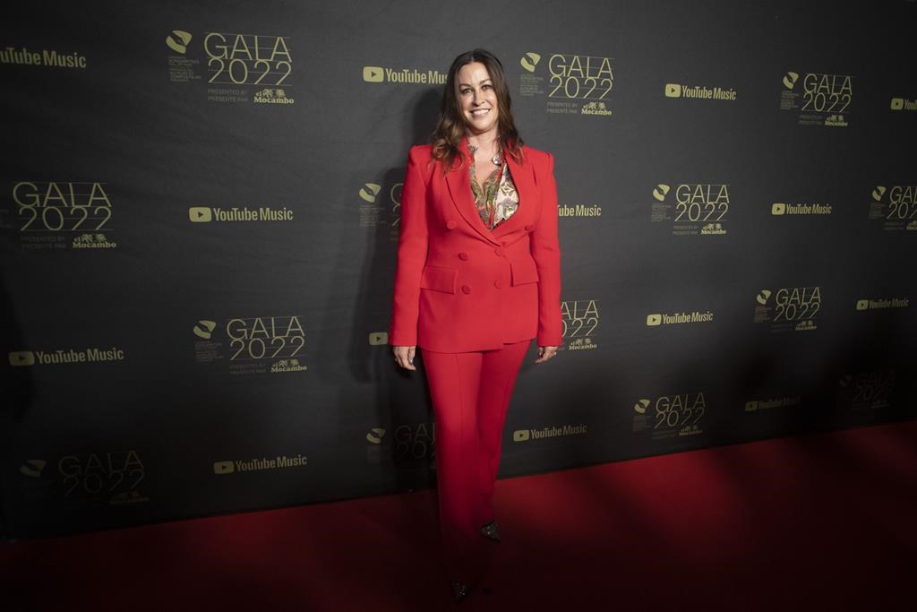 Canadian singer-songwriter Alanis Morissette sings anthems before Game ...