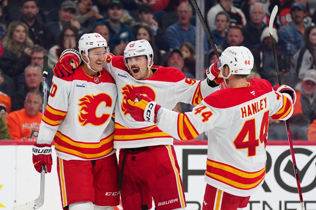 NHL roundup: Flames edge Flyers 2-1 behind Huberdeau’s pair of goals ...