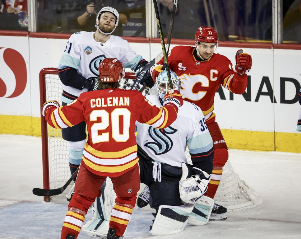 Andersson assists on three goals for Flames in 4-2 win over Kraken ...
