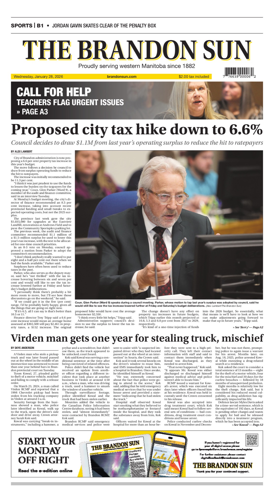 Sun Burst — Jan. 28, 2026 – Brandon Sun